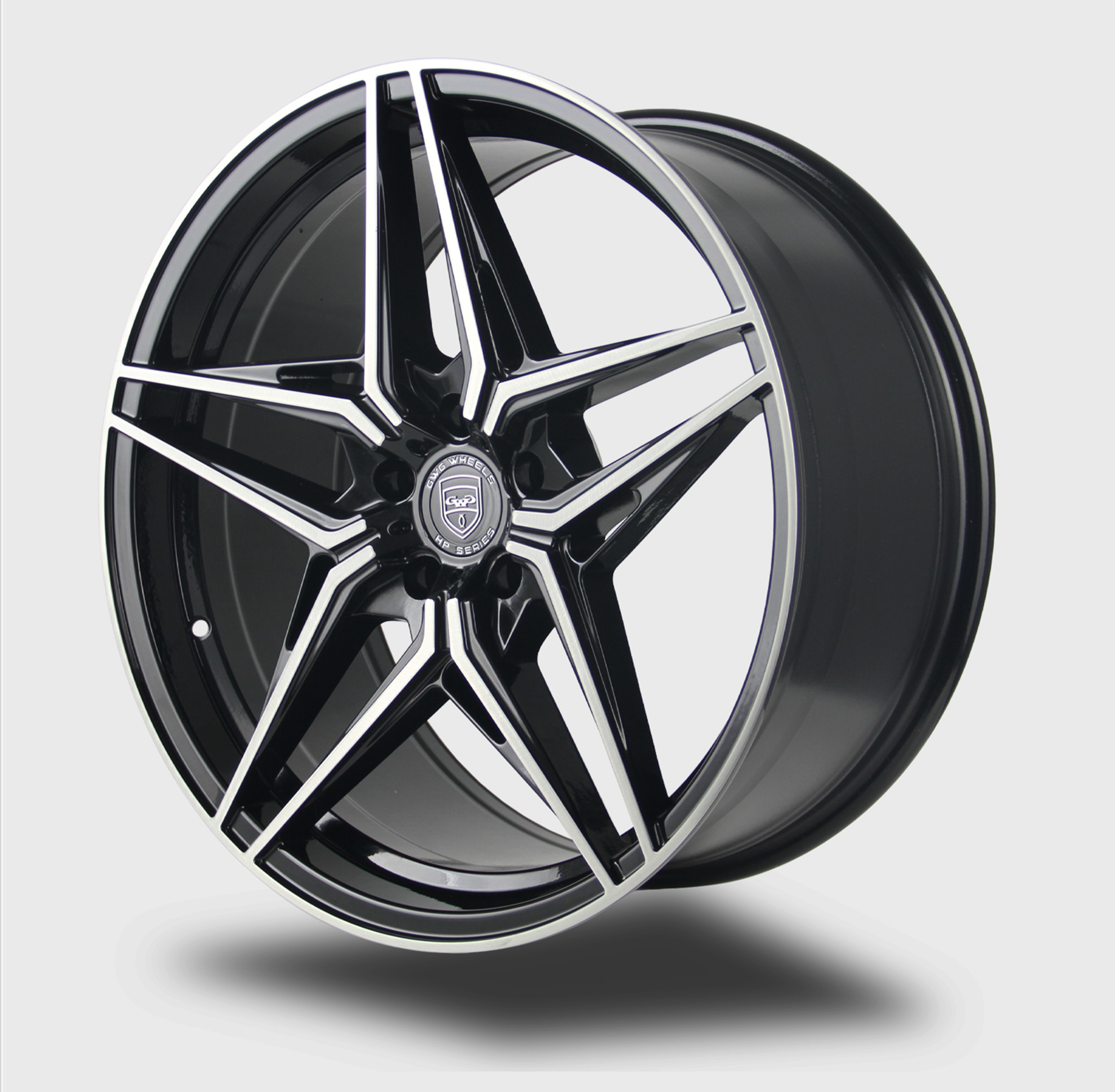 HP5 20×9 Gloss Black Brushed Face Rim – GWG Wheels